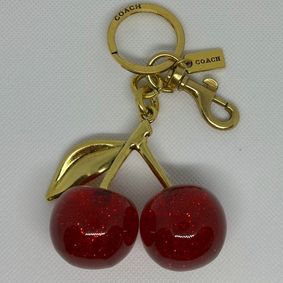 Coach | Accessories | Red And Gold Cherry Key Card Holder | Poshmark